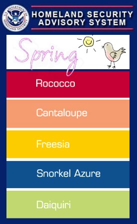 Threat Level proposes new spring colors for Homeland threat level ...