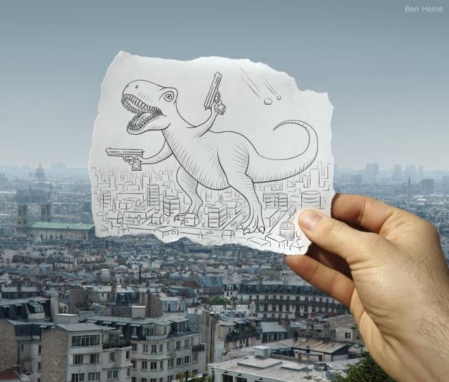 Ben Heine's pencil drawing-photo hybrids - Boing Boing